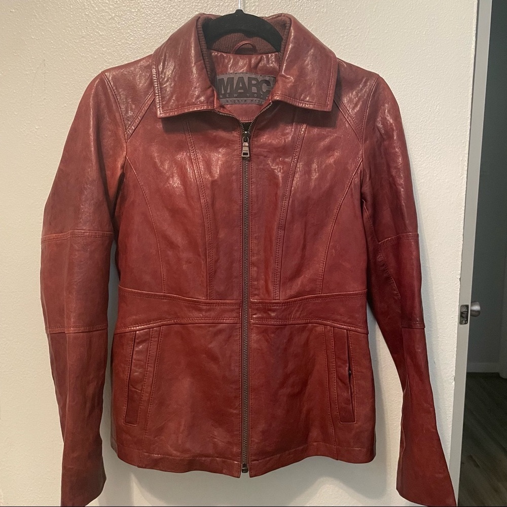 Andrew Marc Mac New York Cognac 100% Leather Jacket S… - Gem